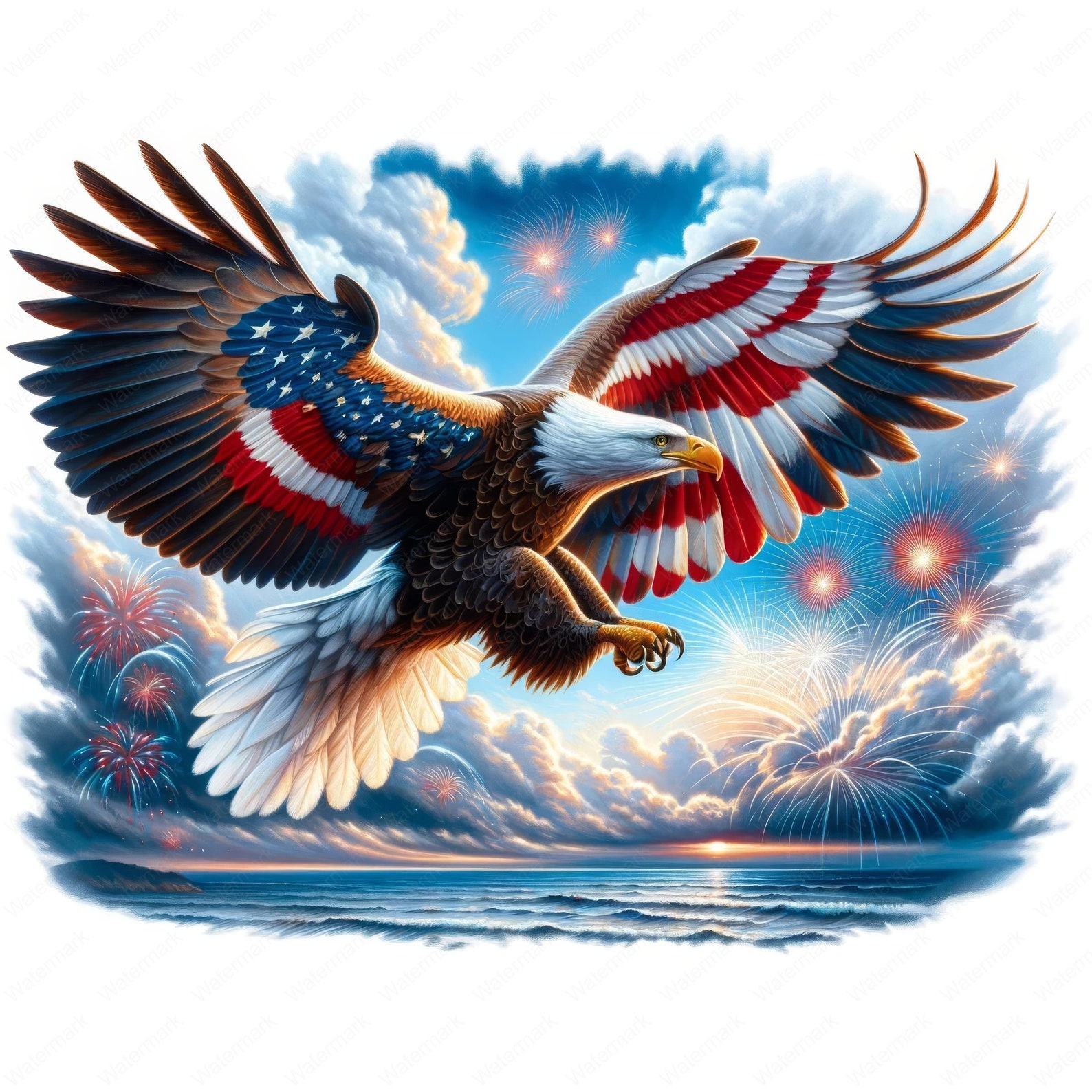 Patriotic Eagle Clipart Bundle: Independence Day Designs (digital ...