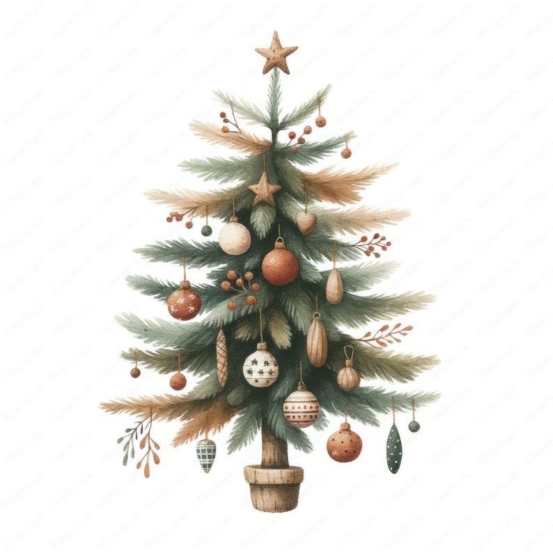 Watercolor Christmas Tree Clipart | Holiday Jpgs & Pngs (digital ...