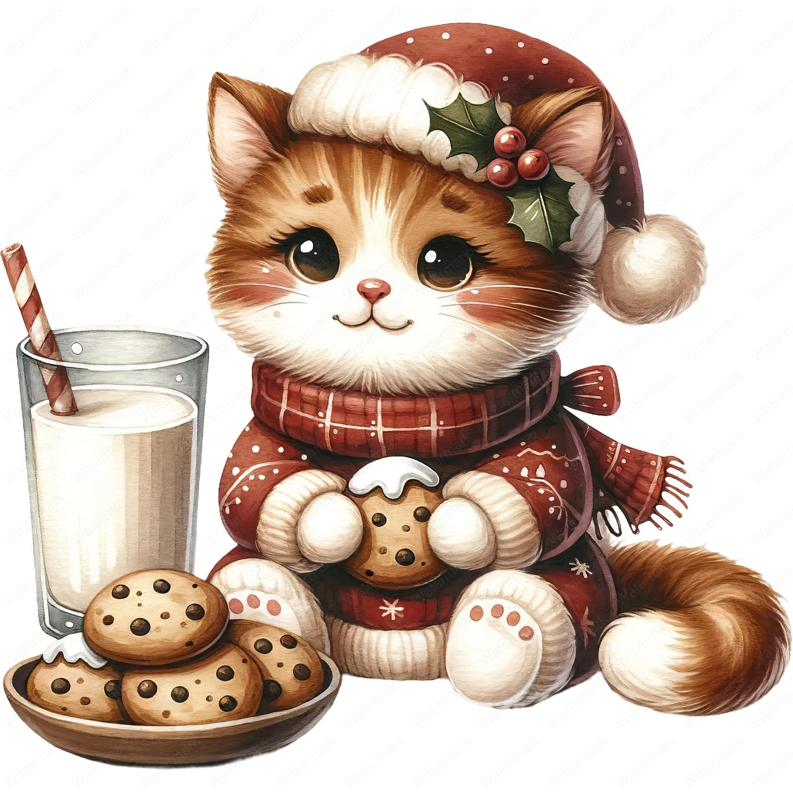 Christmas Cat Clipart Bundle: 10 Festive Holiday Designs (digital ...
