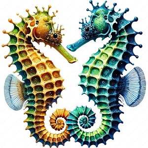 Colorful Seahorse Clipart | Colorful Seahorse Clipart Bundle | 10 High ...