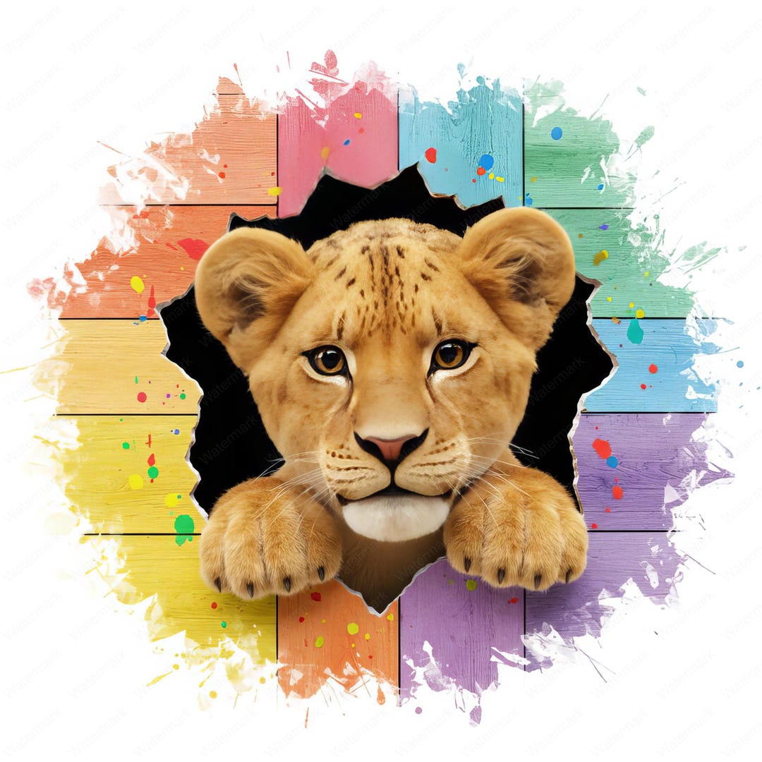 Lion Cub Clipart: Playful PNG Bundle, Commercial Use (digital Download ...