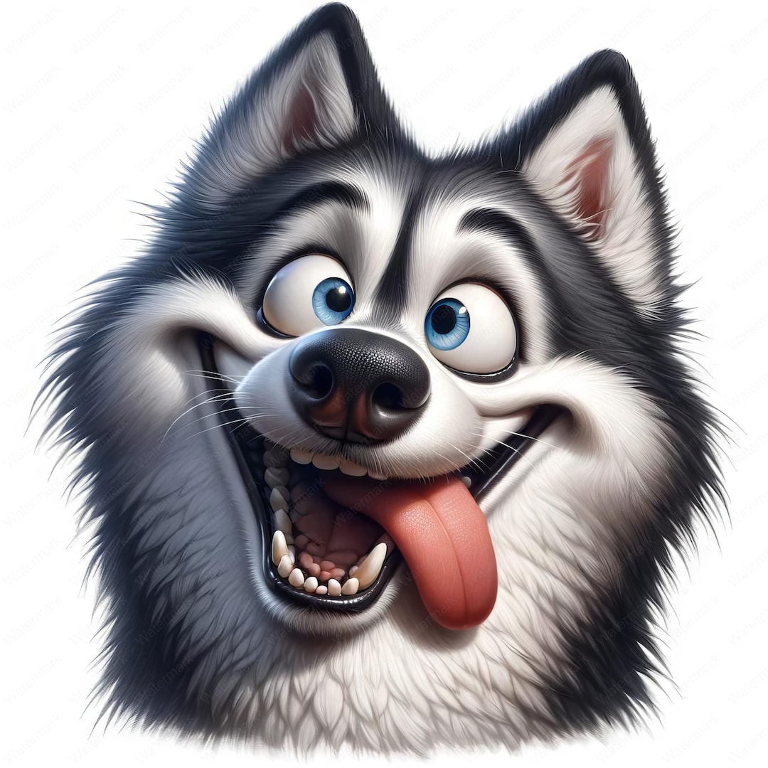 Funny Husky Clipart | Whimsical Funny Husky Clipart Bundle | 10 High ...