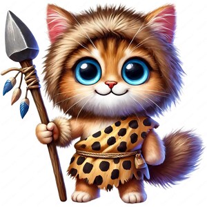 Caveman Clipart | Adorable Cat Clipart Bundle | 10 High-quality Designs ...