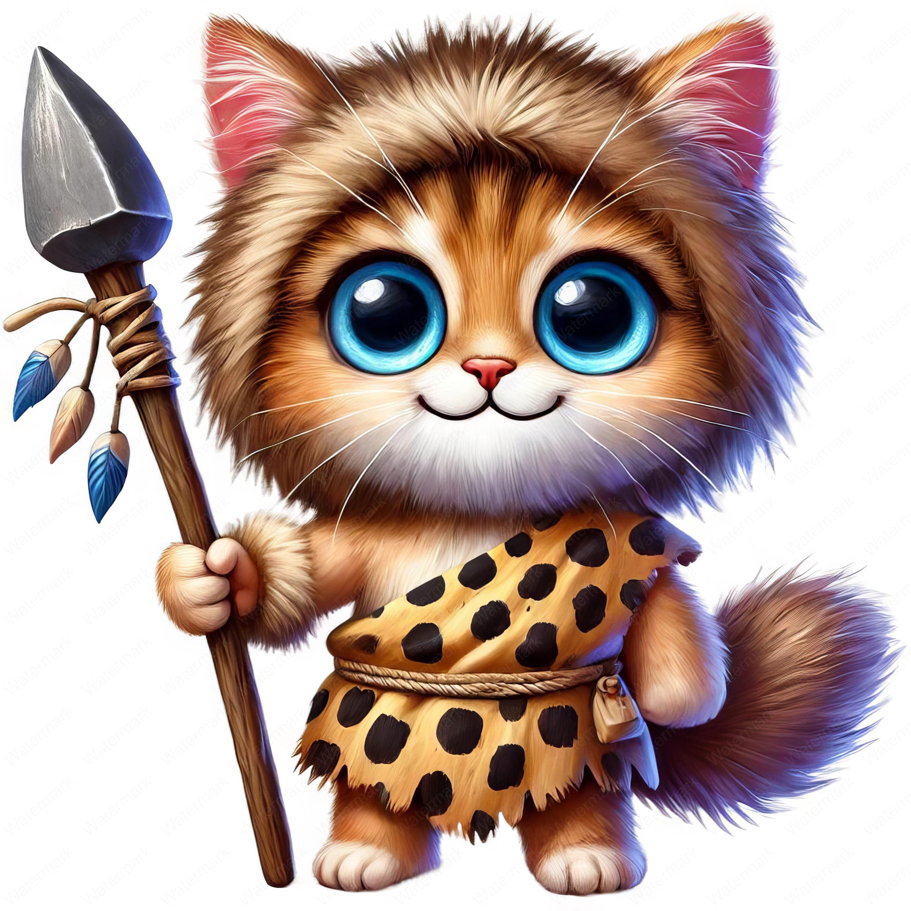 Caveman Clipart | Adorable Cat Clipart Bundle | 10 High-quality Designs ...
