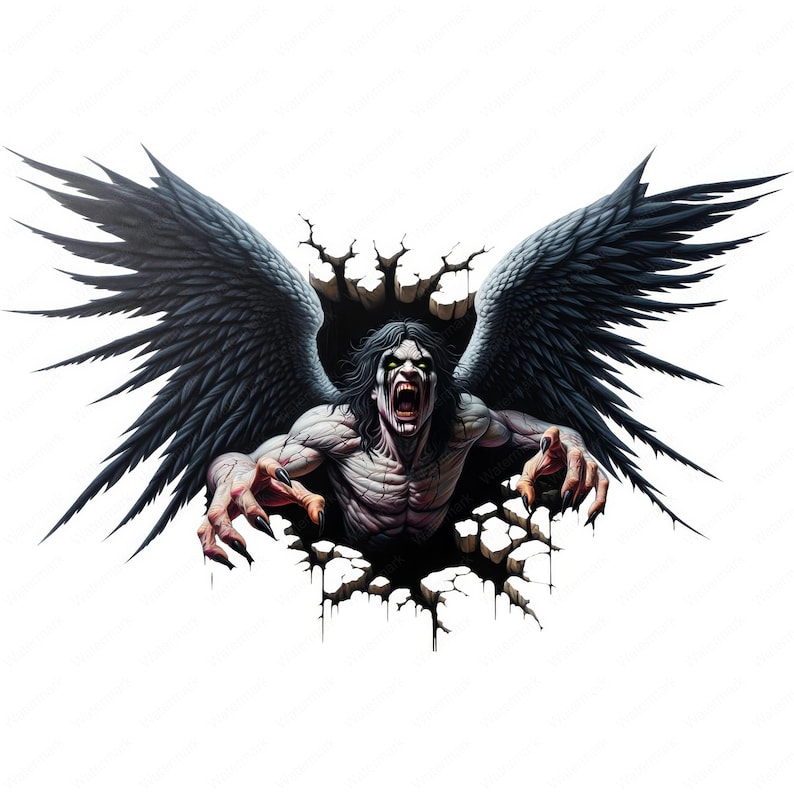 Fallen Angel Clipart: Furious Dark Fantasy Art (digital Download) - Etsy