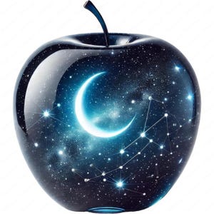 Night Sky Apple Clipart Bundle: Celestial PNG/JPG Designs (commercial ...