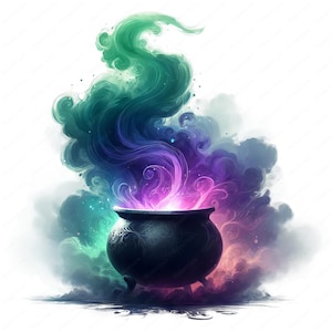 Spooky Cauldron Clipart Bundle: Halloween Art, Commercial Use (digital ...