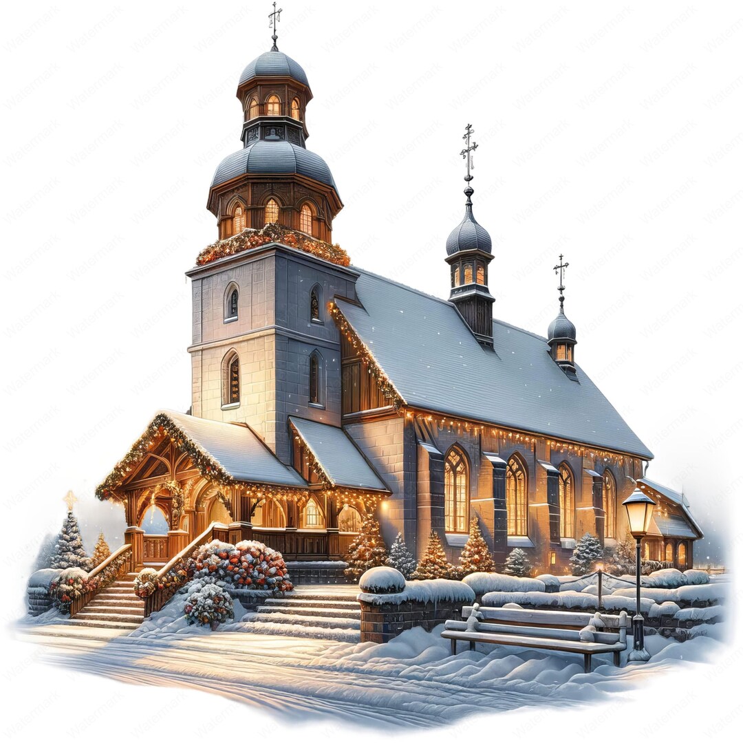 Christmas Church Clipart | Festive Church Clipart Bundle | 10 High ...