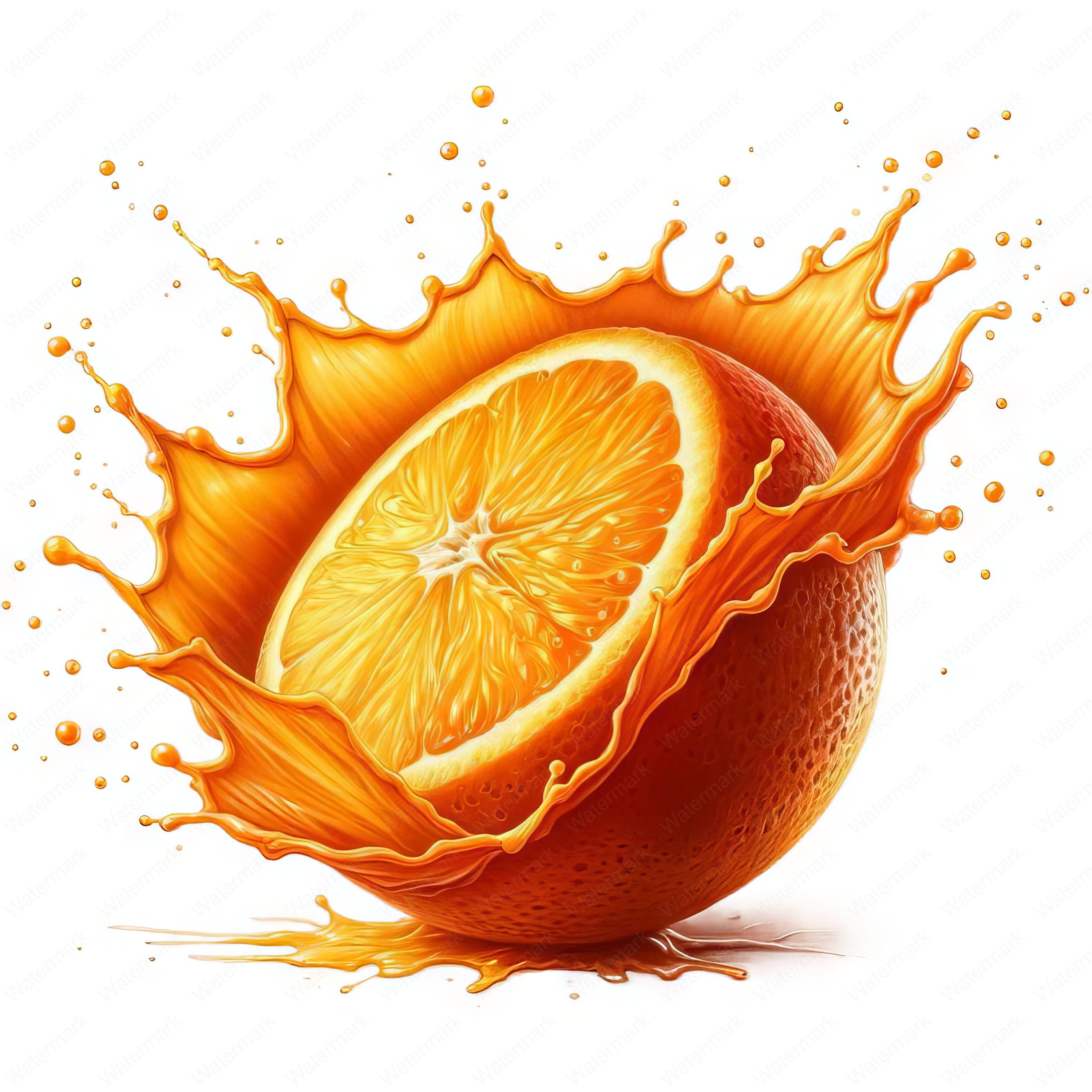 Juicy Orange Clipart Bundle: Splash Effect Fruit Art (digital Download ...