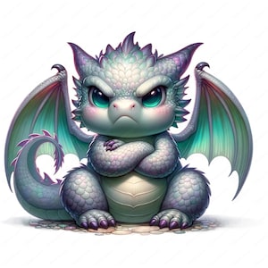 Grumpy Dragon Clipart Bundle: Fantasy Art Printables (digital Download) - Etsy