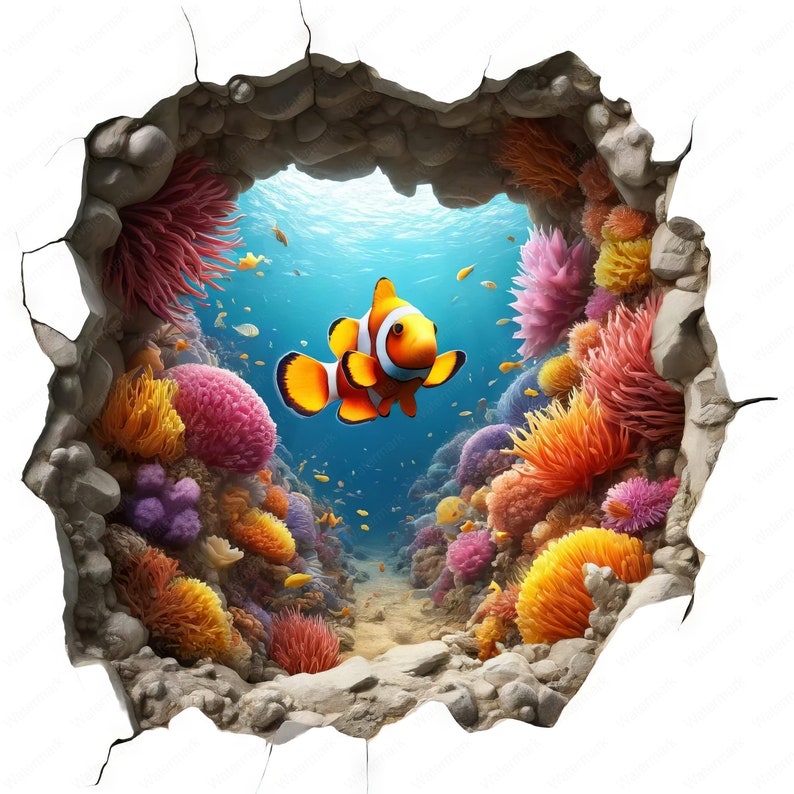 3D Clownfish Clipart Bundle: Aquarium Art Printables (digital Download ...