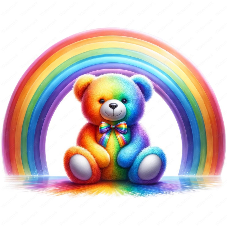 Rainbow Teddy Bear Clipart: Colorful Bear Illustrations (digital Prints ...