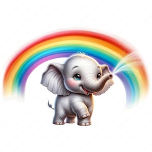 Rainbow Elephant Clipart | Cute Elephant With Rainbow Clipart Bundle ...