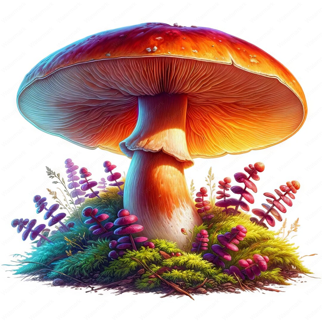 Vibrant Mushroom Clipart | Colorful Mushroom Clipart Bundle | 10 High ...