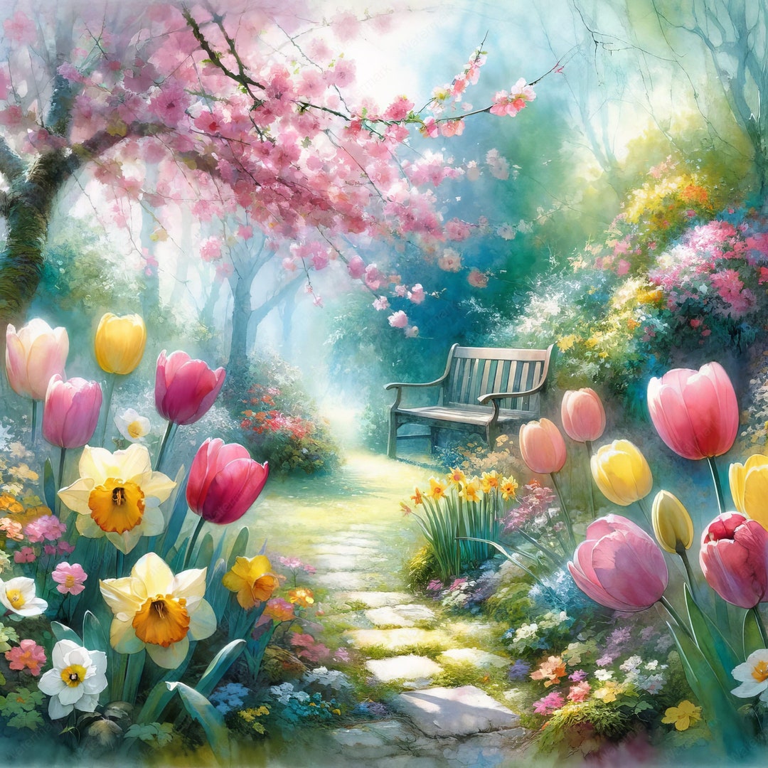 Spring Garden Clipart | Spring Garden Digital Paper | Lush Designs ...