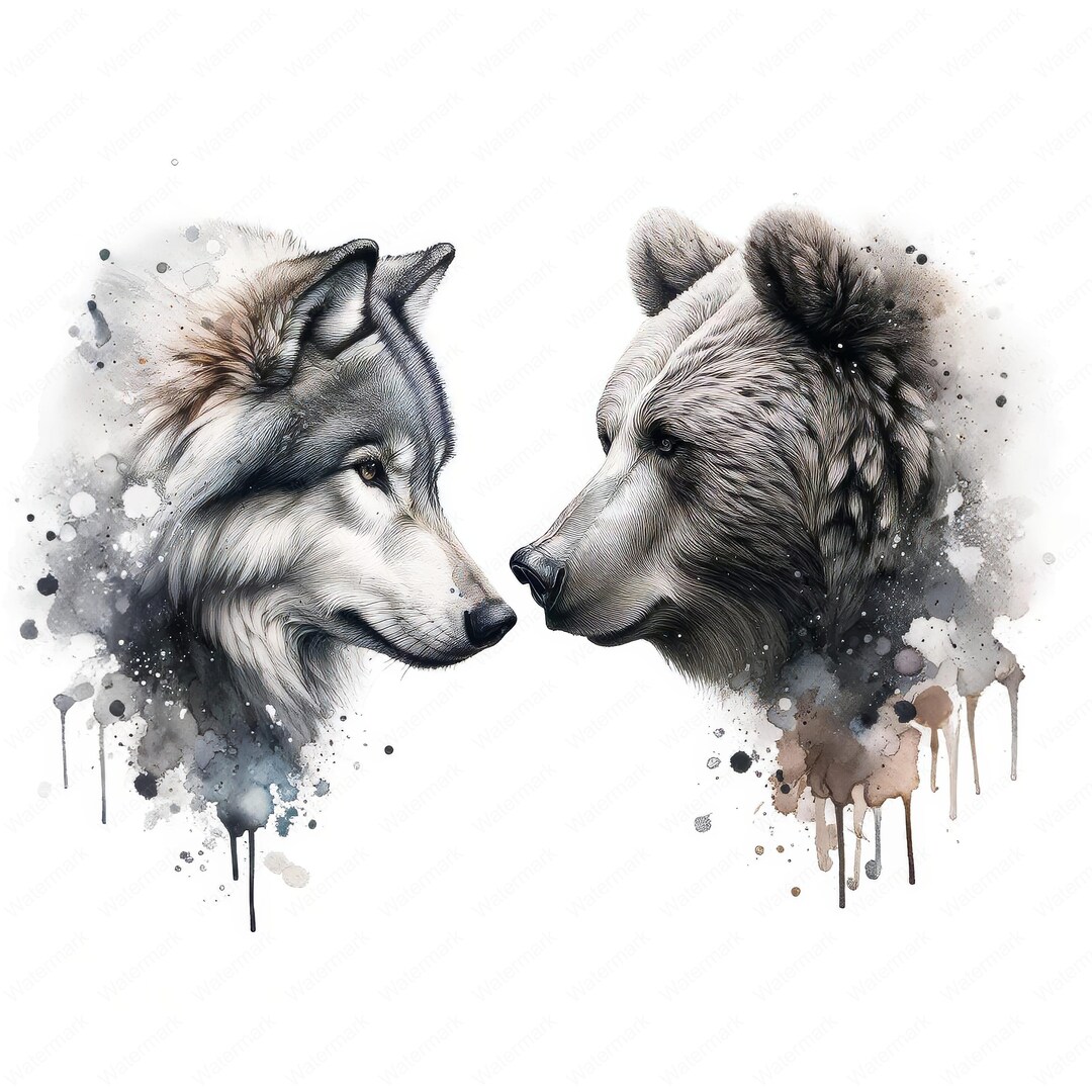 Wolf and Bear Clipart Bundle: Wilderness Art (digital Download) - Etsy