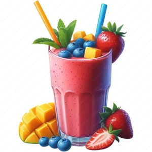 Fruit Smoothie Clipart | Refreshing Summer Clipart Bundle | 10 High ...