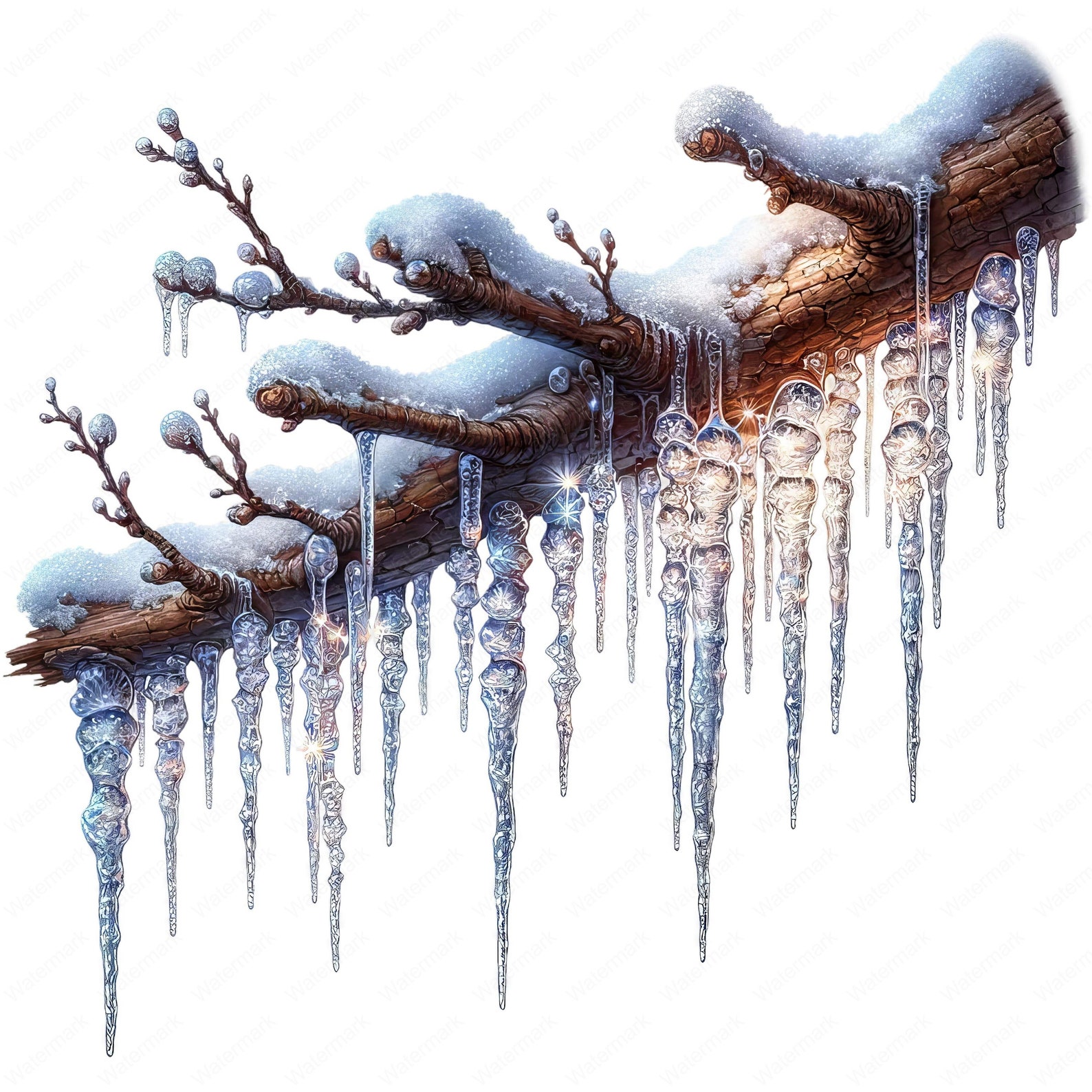 Icicles on Branch Clipart Icicle Clipart Bundle 10 High-quality Designs ...
