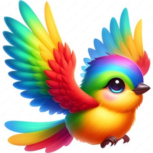 Rainbow Bird Clipart | Adorable Rainbow Bird Clipart Bundle | 10 High ...
