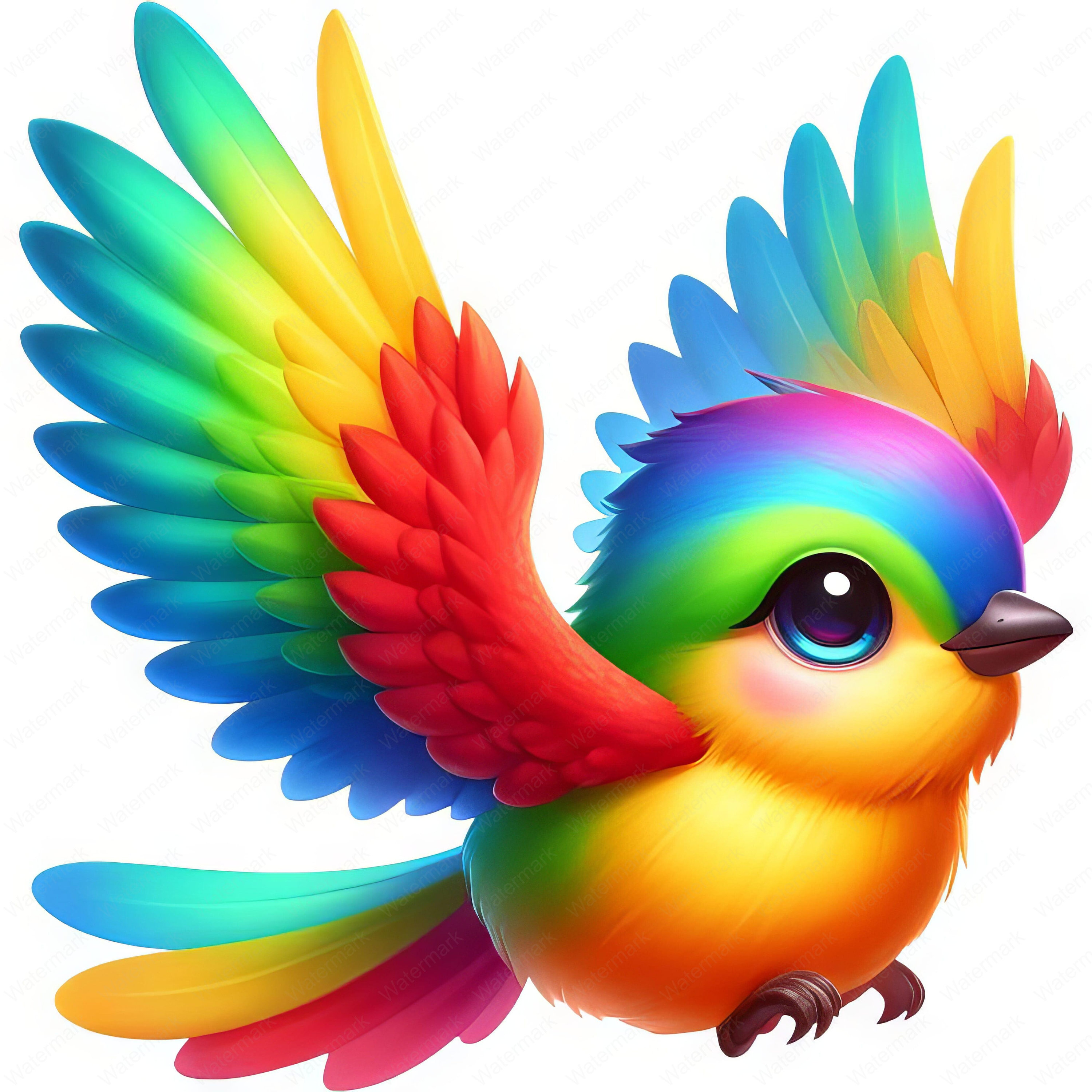 Rainbow Bird Clipart | 10 Nature Art Designs (digital Download) - Etsy