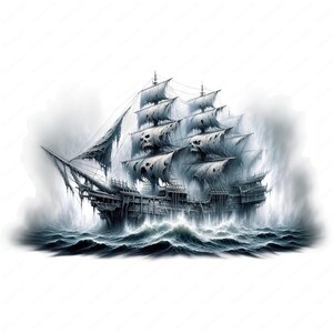 Ghost Ship Clipart | Mysterious Ghost Ship Clipart Bundle | 10 High ...