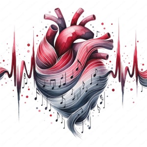 Musical Heartbeat Clipart | Rhythmic Heartbeat Clipart Bundle | 10 High ...