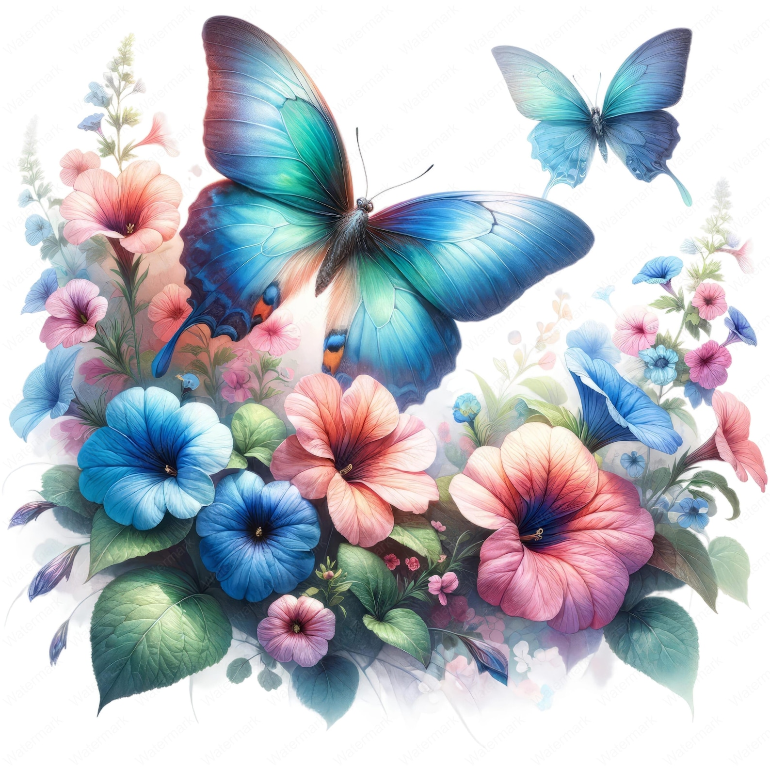 Butterfly Garden Clipart Bundle | Floral Art, Commercial Use (digital ...