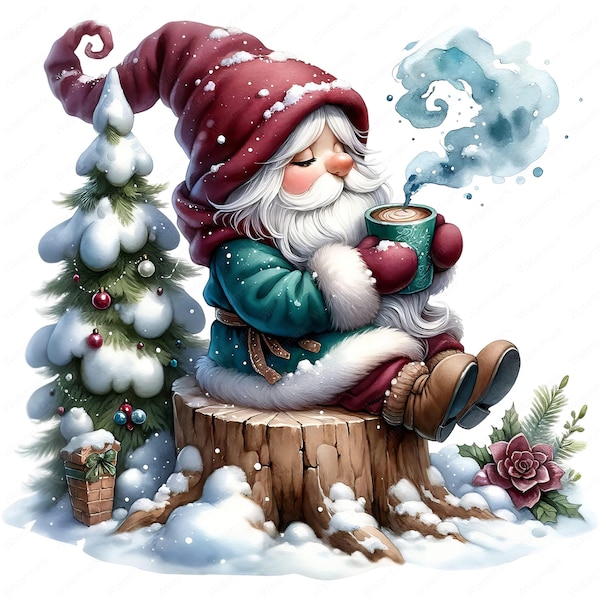 Gnome Christmas Clipart - Etsy