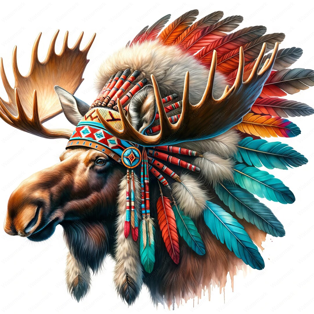 Moose Clipart Indian Headdress 10 Unique Images Wildlife Art Crafts ...