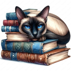 Library Cat Clipart 10 High-quality Images Bookworm Cat Illustrations ...