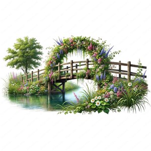 Floral Bridge Clipart: Garden Art Designs (digital Download) - Etsy