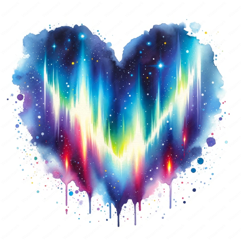 Aurora Heart Clipart: Northern Lights Design (digital Download) - Etsy