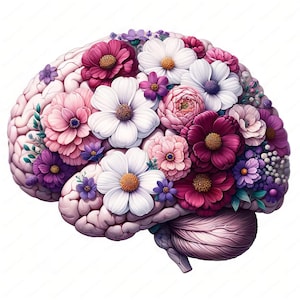 Floral Brain Clipart | Clipart Bundle | 10 High-quality Designs | Wall ...