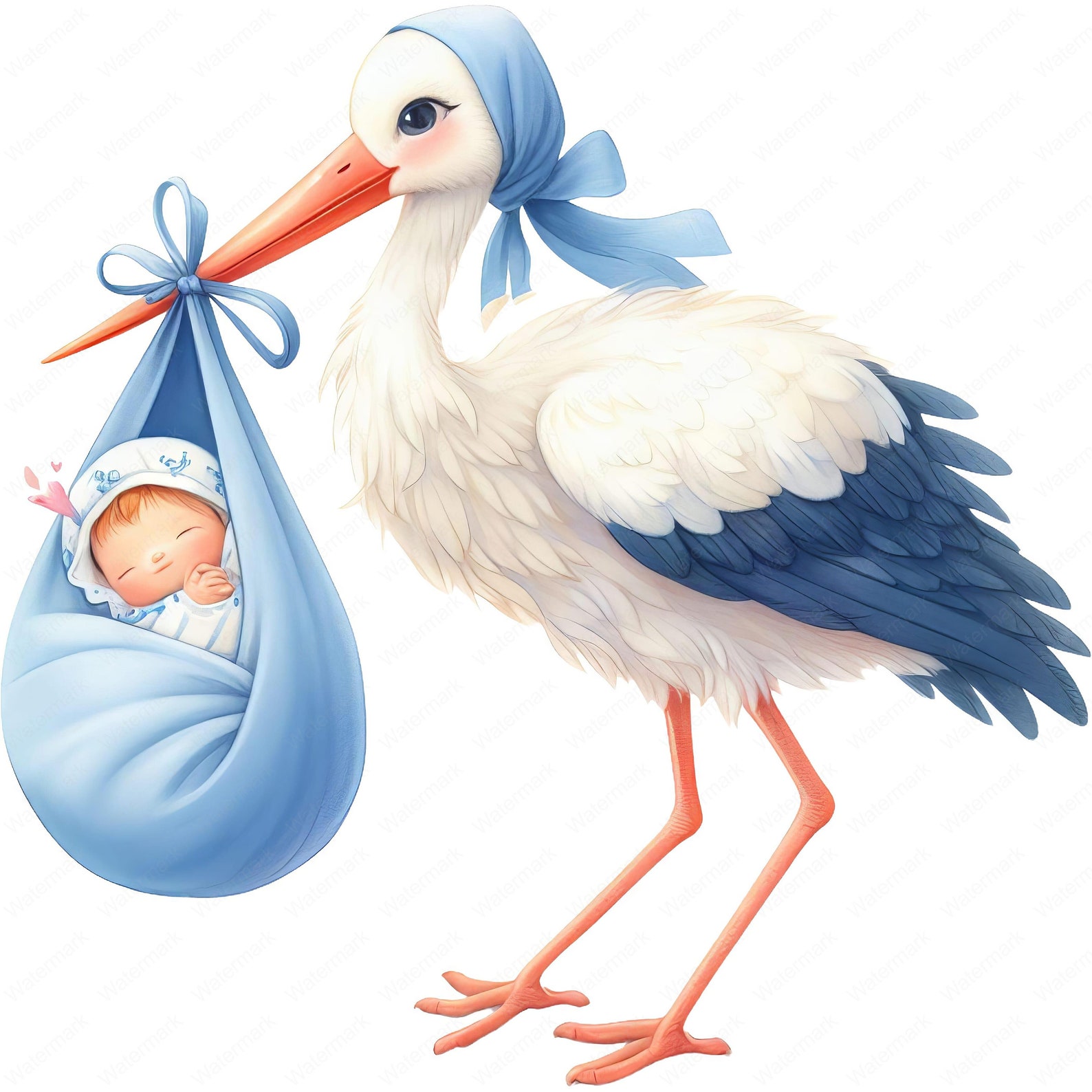Stork Baby Boy Clipart Bundle | Baby Shower Art (digital Download) - Etsy