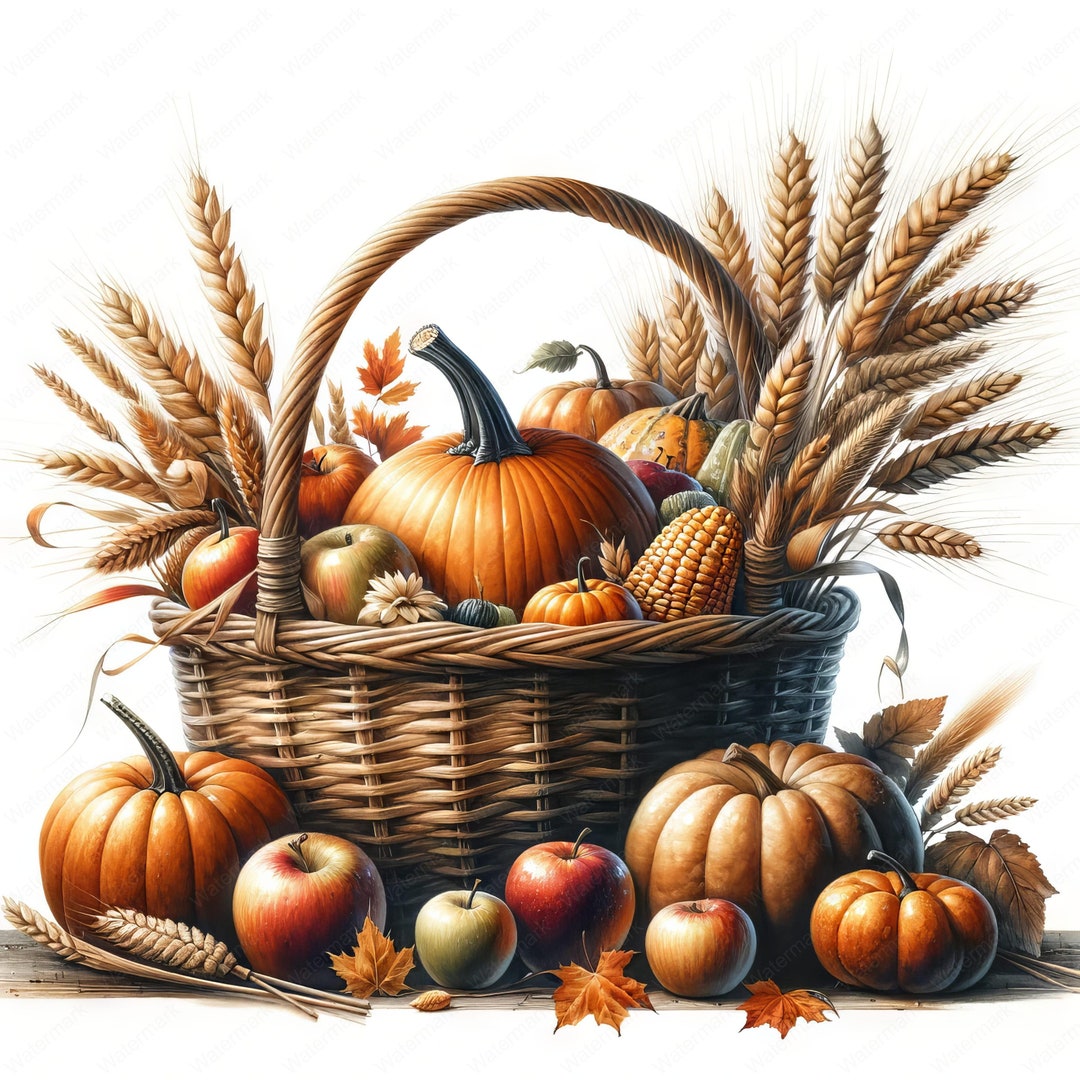 Harvest Basket Clipart Clipart Bundle 10 Rustic Images Fall Art Crafts ...