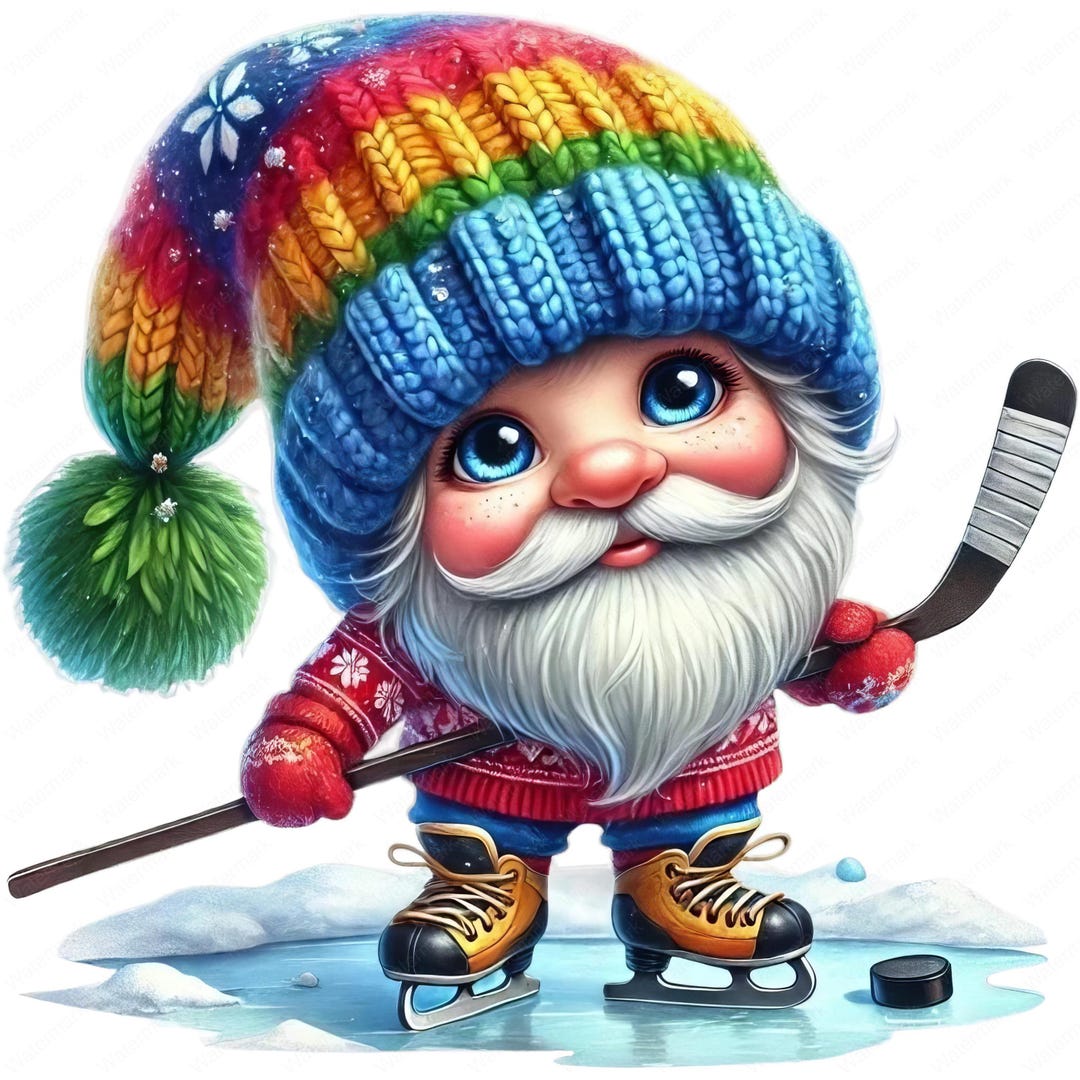 Hockey Gnome Clipart | Winter Gnome Ice Skating Clipart Bundle | 10 ...