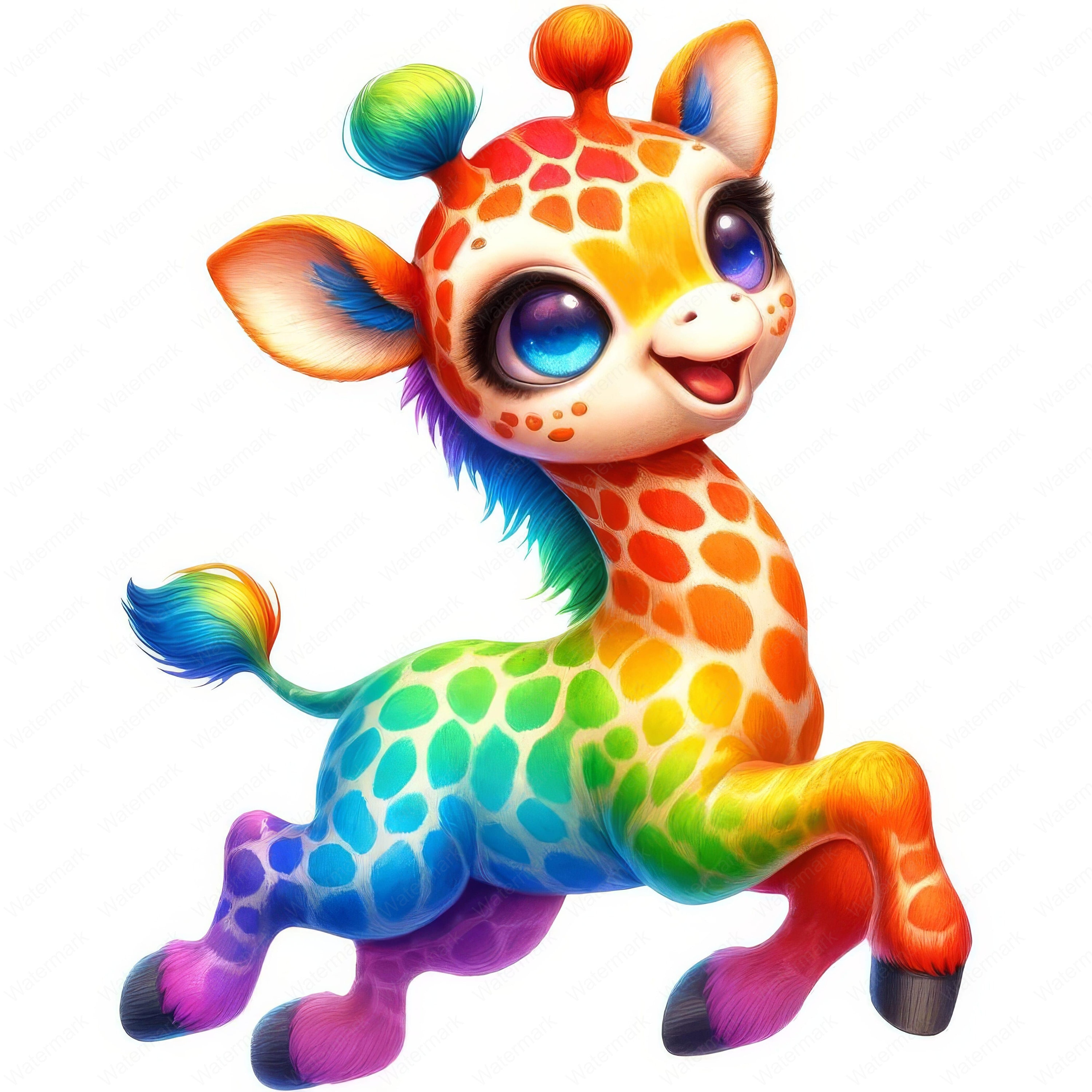 Rainbow Giraffe Clipart Bundle | Kids Art, Printables (digital Download ...