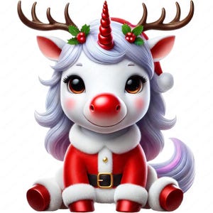 Christmas Unicorn Clipart Bundle: Holiday Art, Commercial Use (digital ...