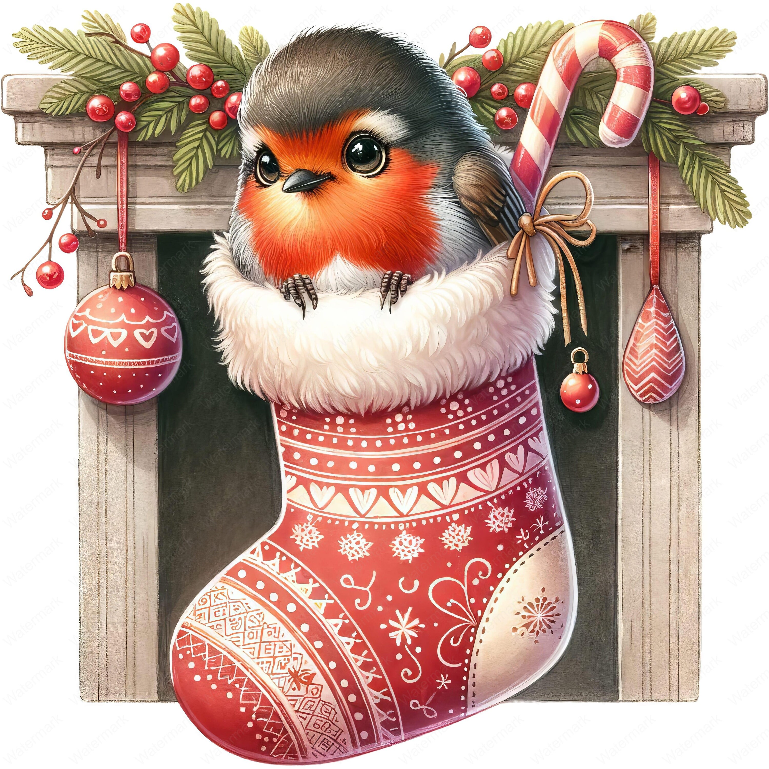 Christmas Robin Clipart Bundle: Holiday Designs (digital Download ...