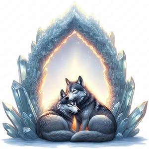 Romantic Wolf Clipart: Heart-shaped Nature PNG Bundle (digital Download ...