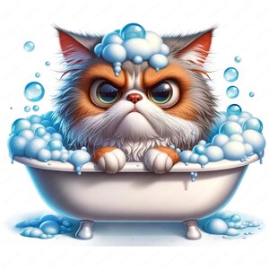 Bath Cat Clipart | Adorable Bath Cat Clipart Bundle | 10 High-quality ...
