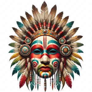 Tribal Mask Clipart: Vibrant Indigenous Art Designs (digital Download ...