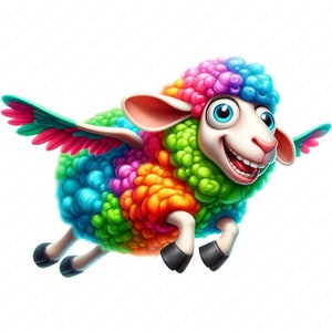 Flying Sheep Clipart | Whimsical Flying Sheep Clipart Bundle | 10 High ...