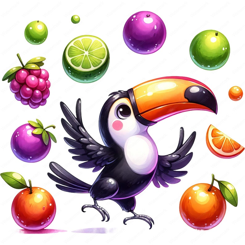 Cute Toucan Clipart Bundle | Tropical Bird Designs (digital Download ...