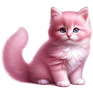 Cute Pink Kitten Clipart | Adorable Pink Kitten Clipart Bundle | 10 ...