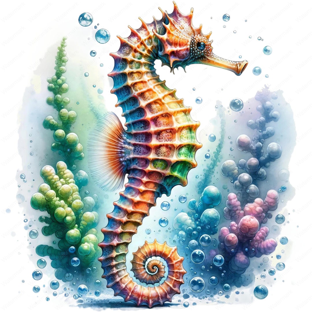 Seahorse Clipart Bundle | Watercolor Oceanic Art (digital Download) - Etsy