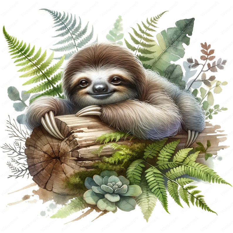 Baby Sloth Clipart Bundle: Wildlife Art Printables (commercial Use ...