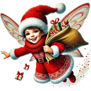 Christmas Pixie Clipart Bundle: Holiday Fairy Art (digital Download ...