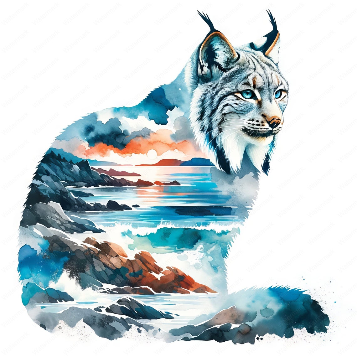 Majestic Lynx Clipart Bundle: Forest Animal Art (digital Download ...