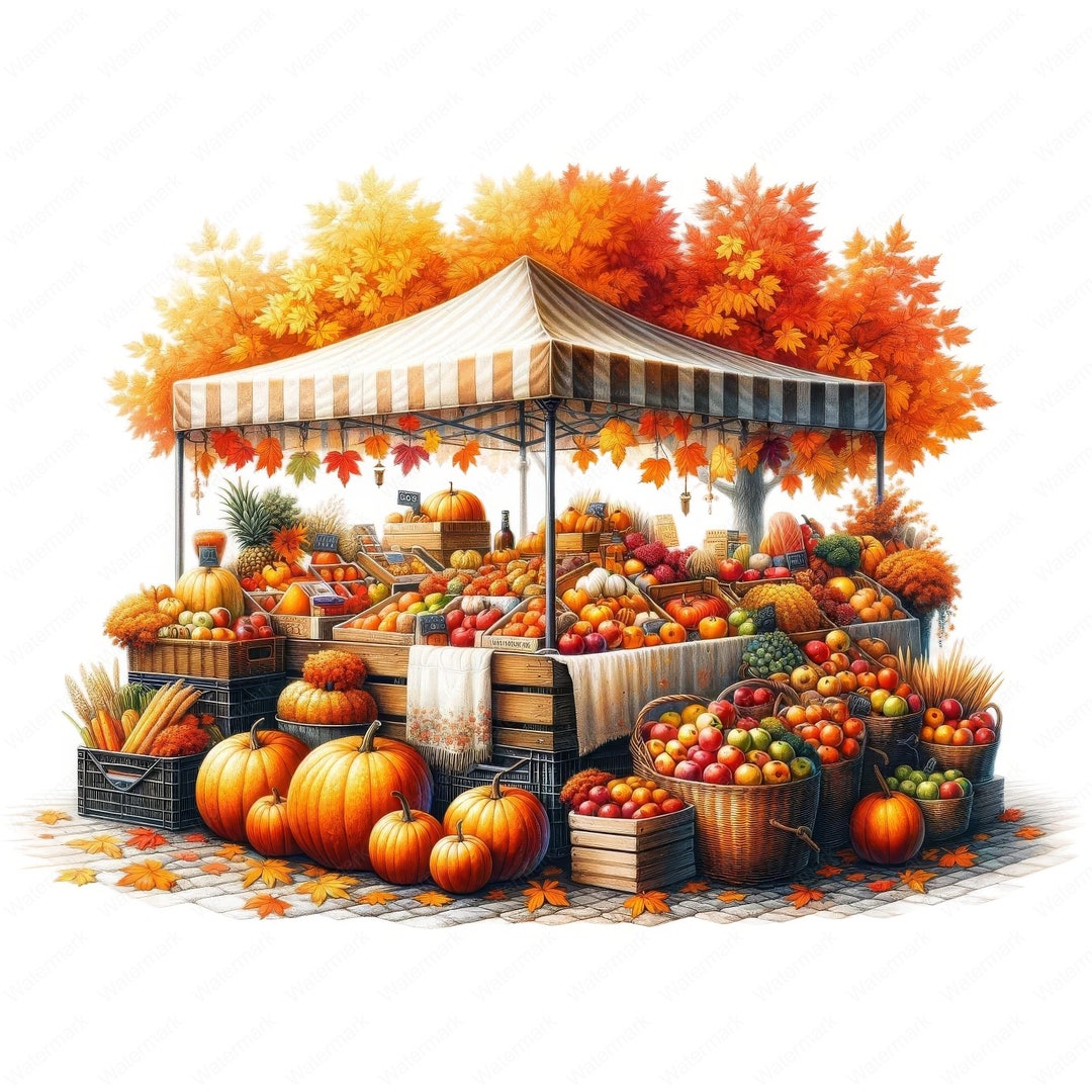 Fall Market Stall Clipart | Cozy Fall Market Stall Clipart Bundle | 10 ...